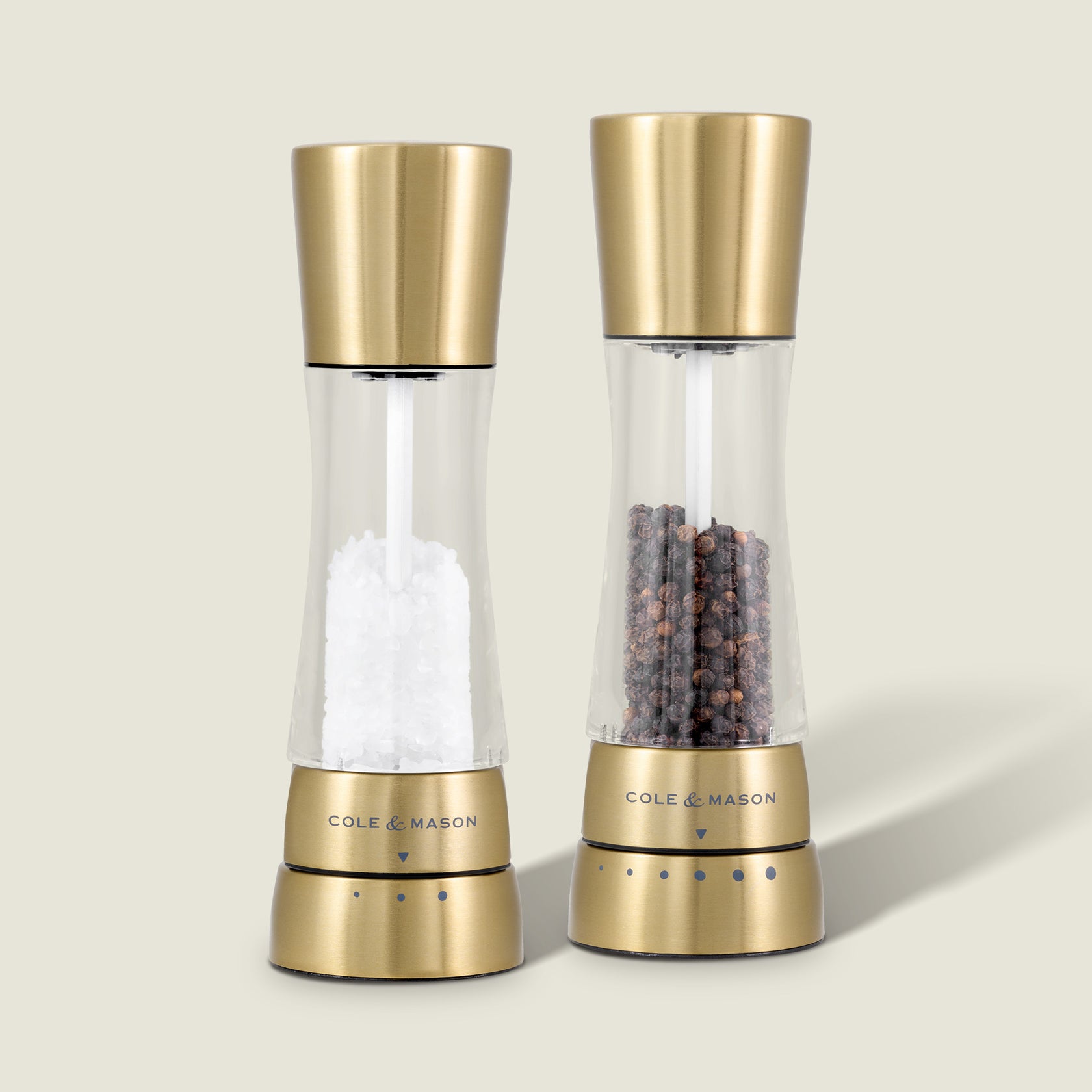 Cole & Mason Derwent Matte Gold Salt & Pepper Mills – Adjustable Grind ...
